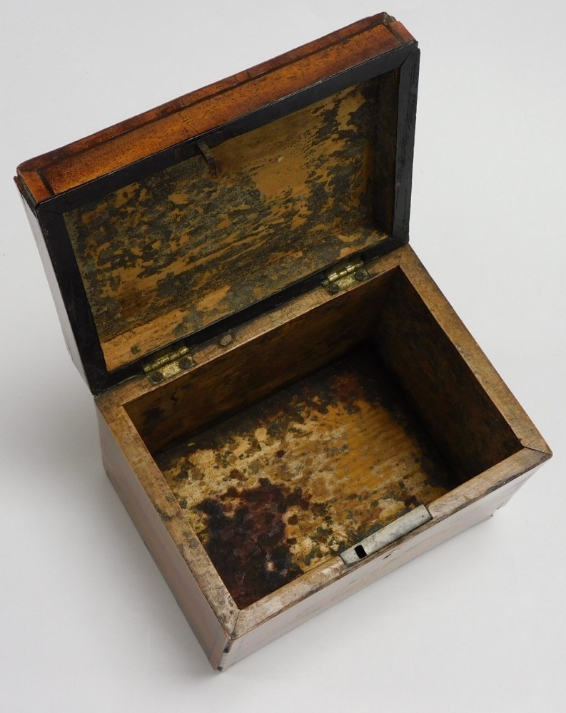 A George III mahogany single tea caddy, with shell paterae inlay, the ...