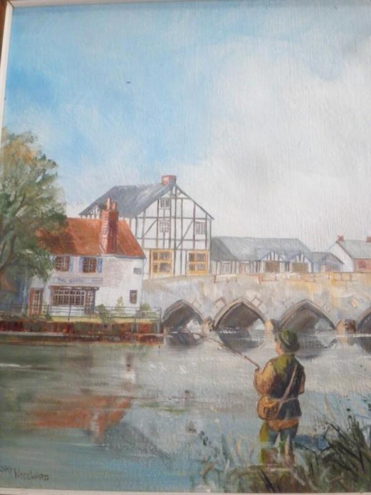Henry Woodward. Fordingbridge Bridge at the river Avon