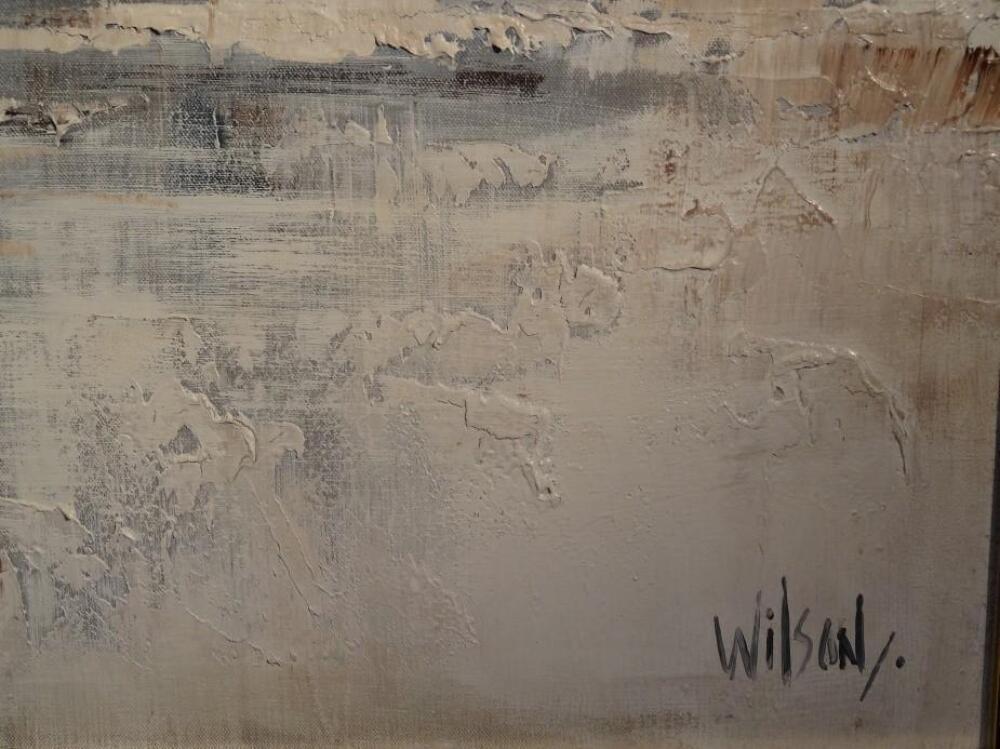 Wilson (20thC School). Three abstract paintings of cities