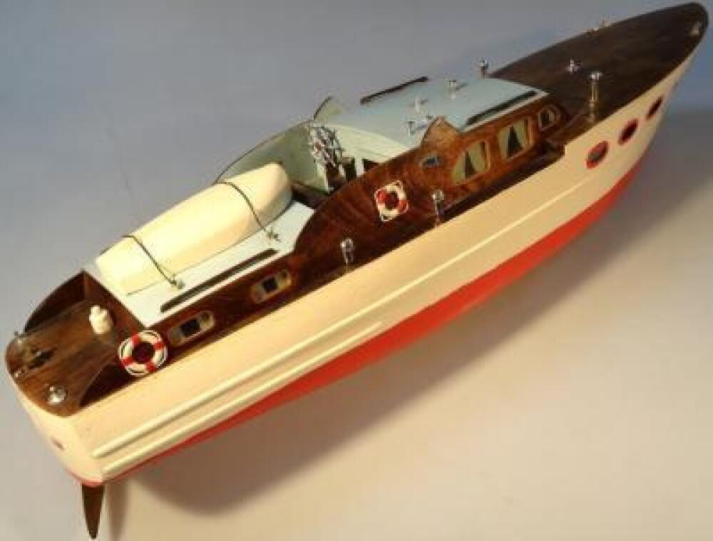A scale model of a motor cruiser.