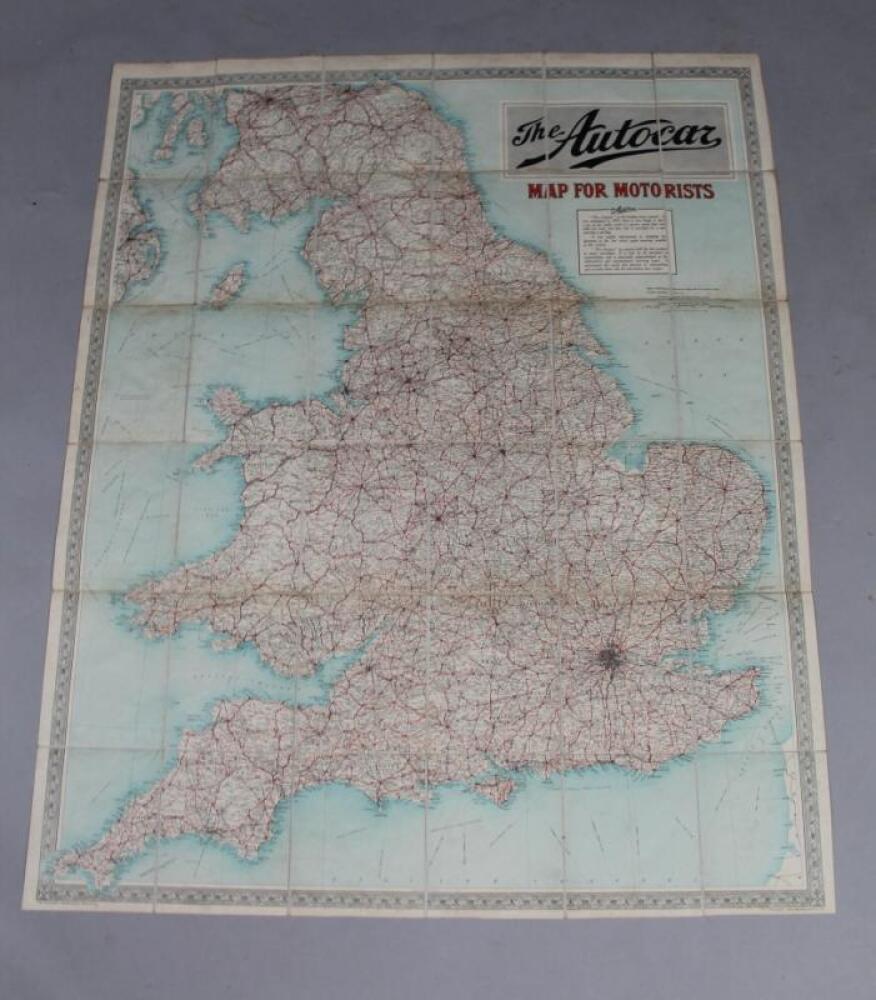An Autocar folding map of England and Wales
