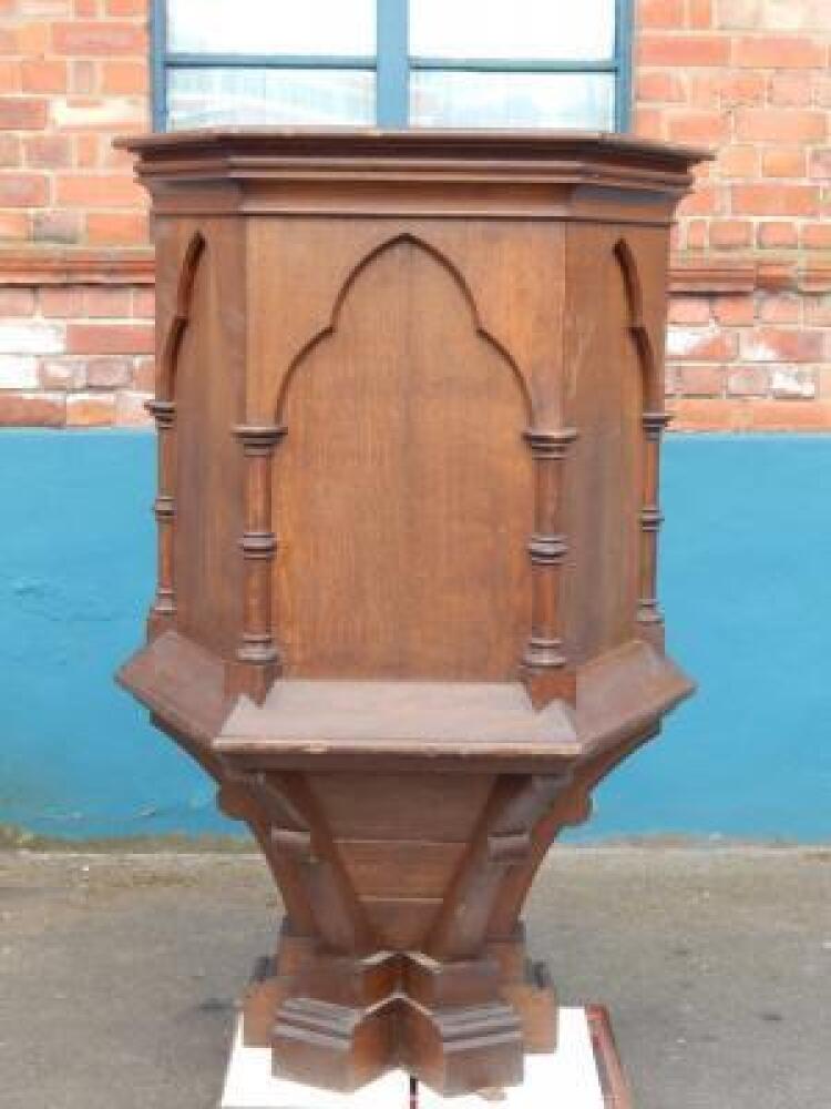A Victorian Gothic style oak church pulpit