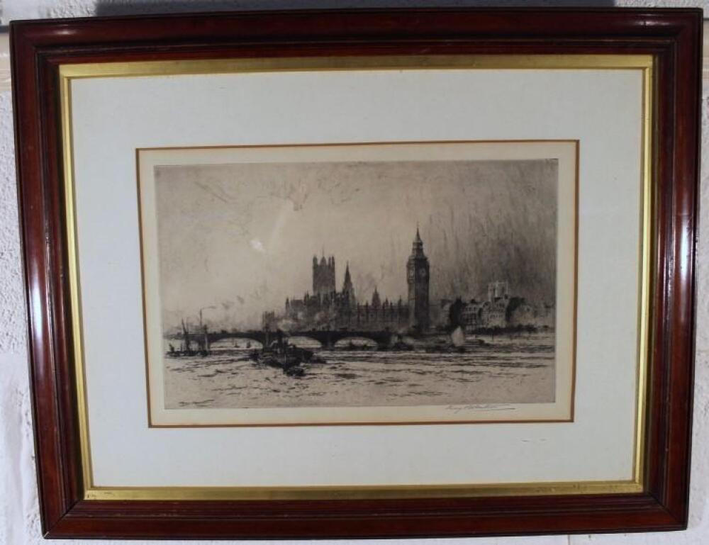 Percy Robertson (1869-1934). Thames before Big Ben and Houses of ...