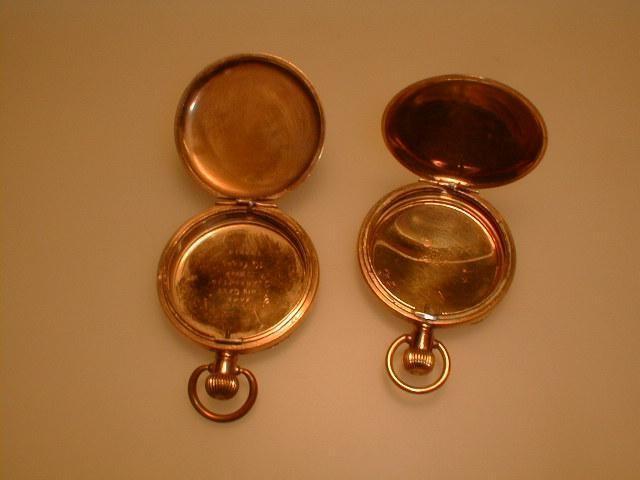 Two gold plated pocket watch cases
