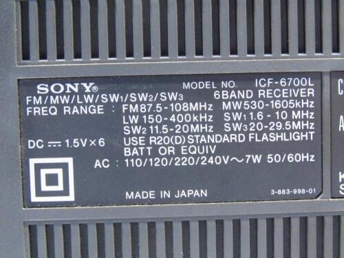 A Vintage Retro Sony FM/AM multiband receiver radio ICF6700L