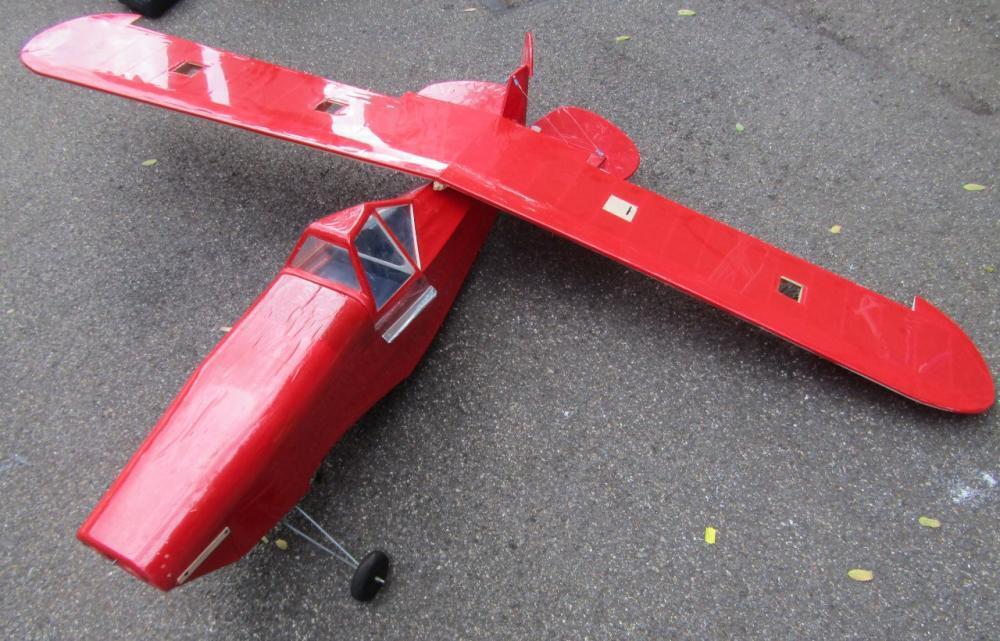 A remote controlled single propeller airplane