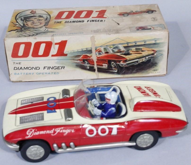 A mid-20thC 0001 Diamond Finger Japanese Ichida tin plate car