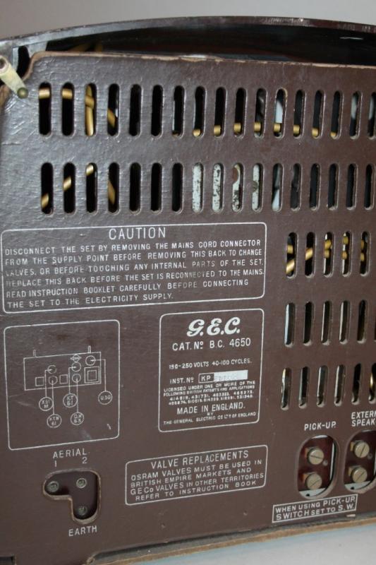 A GEC 1946 Bakelite cased radio