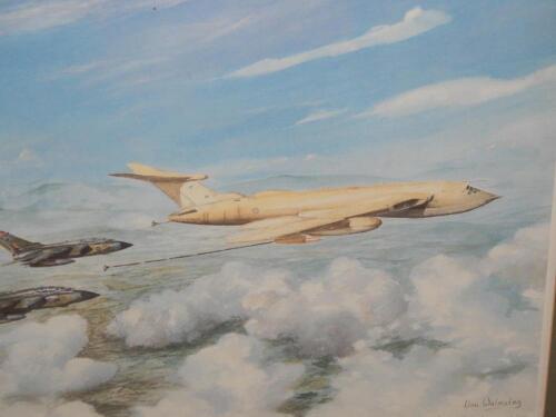 Dan Walmsley (British 20thC). Fighter Jets refueling in mid air