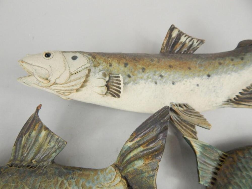Three Colin Andrews Studio Pottery fish sculptures