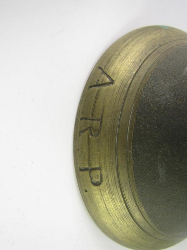 A WWII ARP hand bell and short handled riveted shovel.