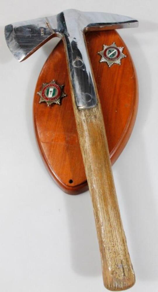 A steel headed ceremonial Lincolnshire Fire Brigade axe