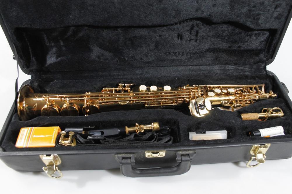 A brass finish soprano of Fortissimo FF soprano saxophone
