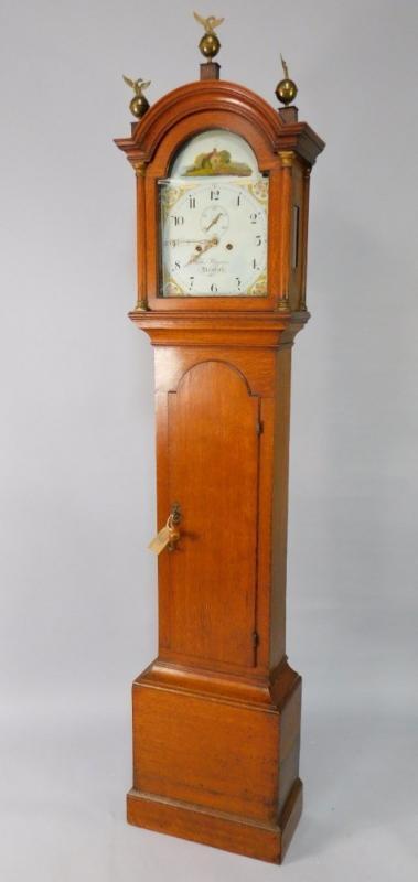 A Thomas Haynes of Stamford oak longcase clock