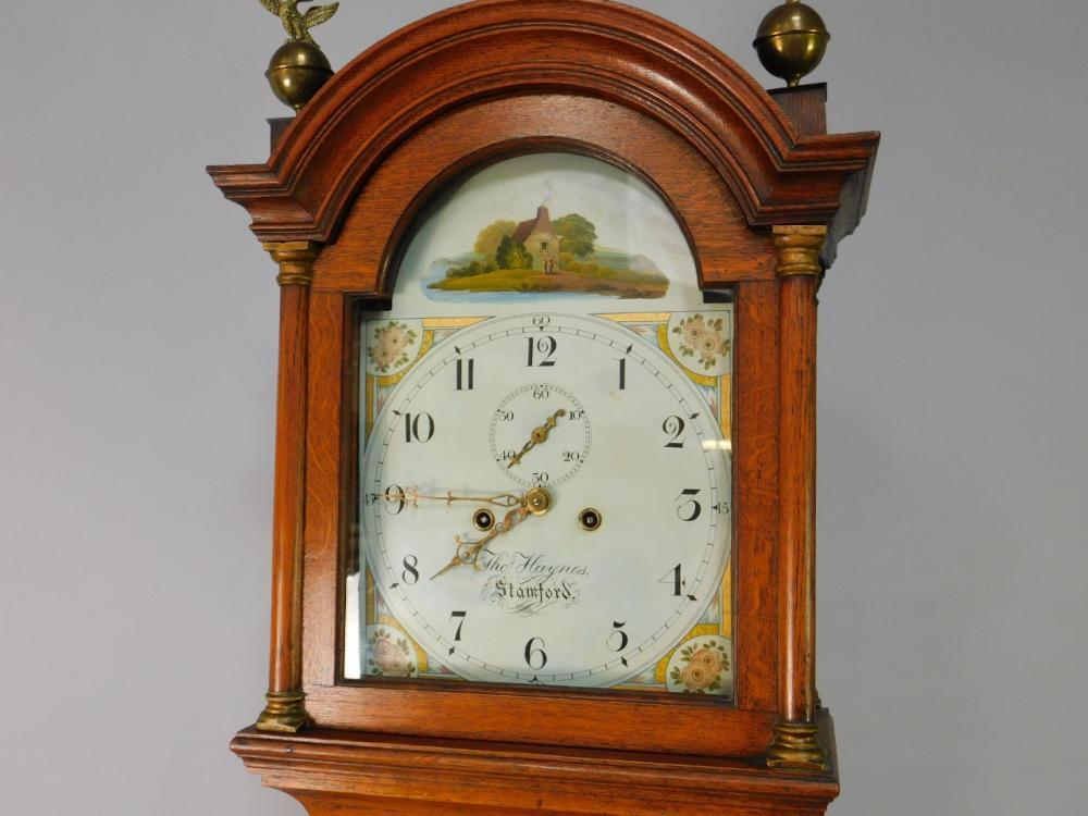A Thomas Haynes of Stamford oak longcase clock