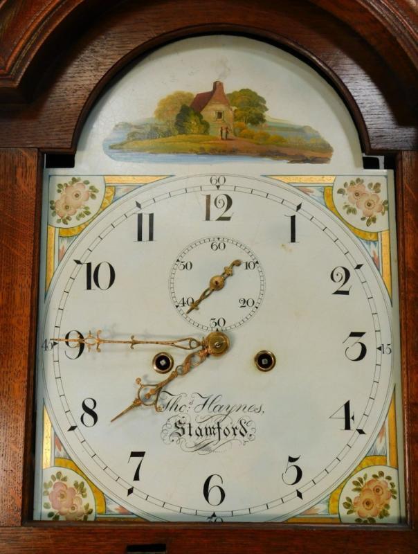 A Thomas Haynes of Stamford oak longcase clock