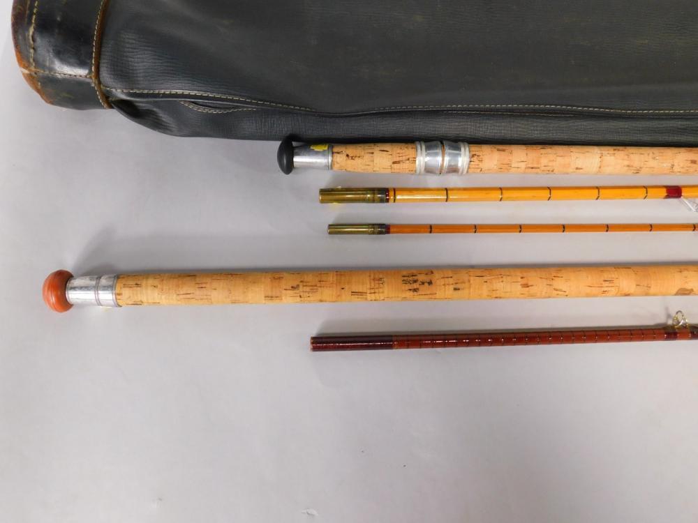 An Allcock & Sons Adonis three split split cane coarse fishing rod