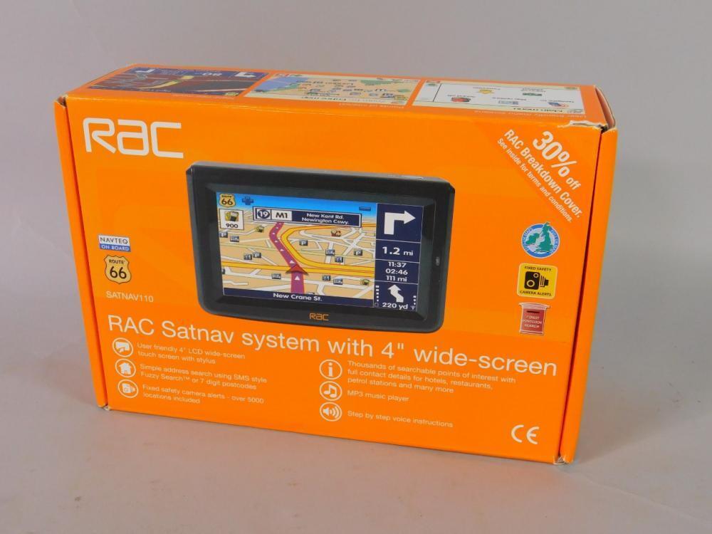 An RAC Sat Nav system with 4 wide screen