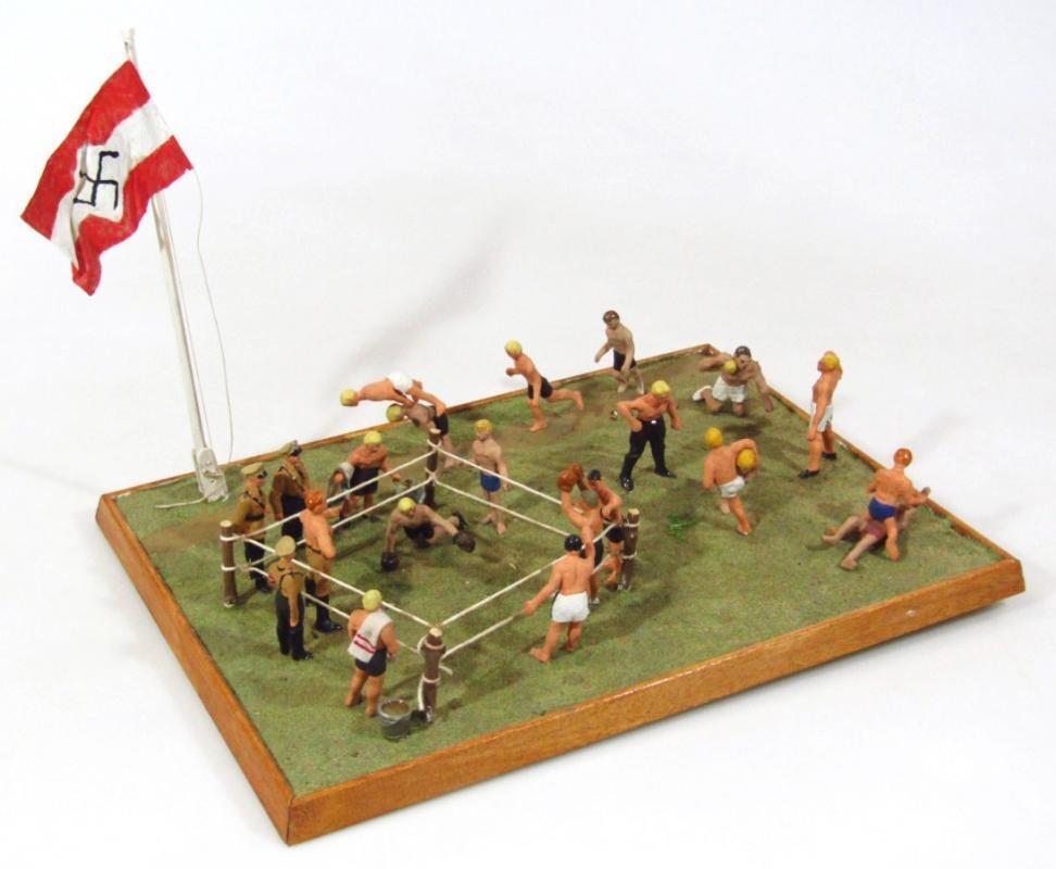 An Elastolin Hitler Youth diorama depicting a boxing gym scene