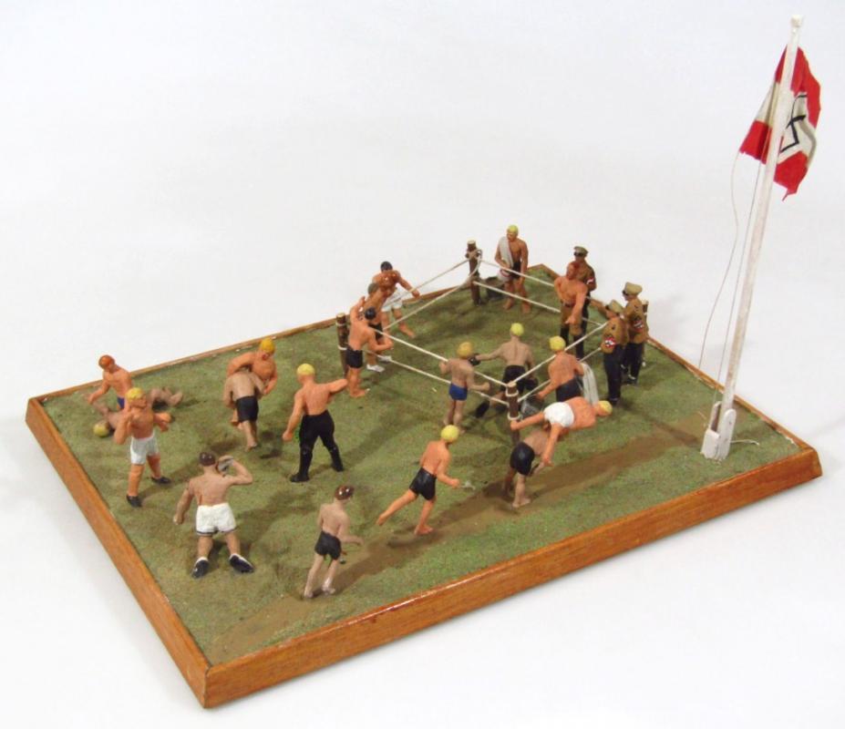 An Elastolin Hitler Youth diorama depicting a boxing gym scene