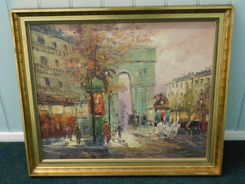 Xavier Rabous (20thC). Paris street scene
