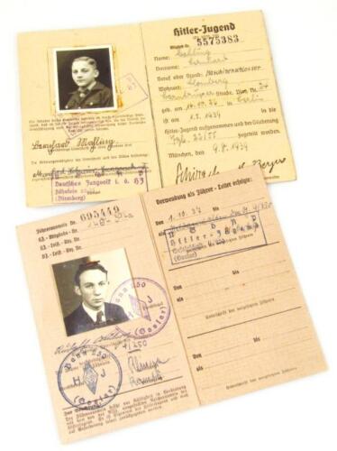 Third Reich Hitler Jugend Ausweis cards