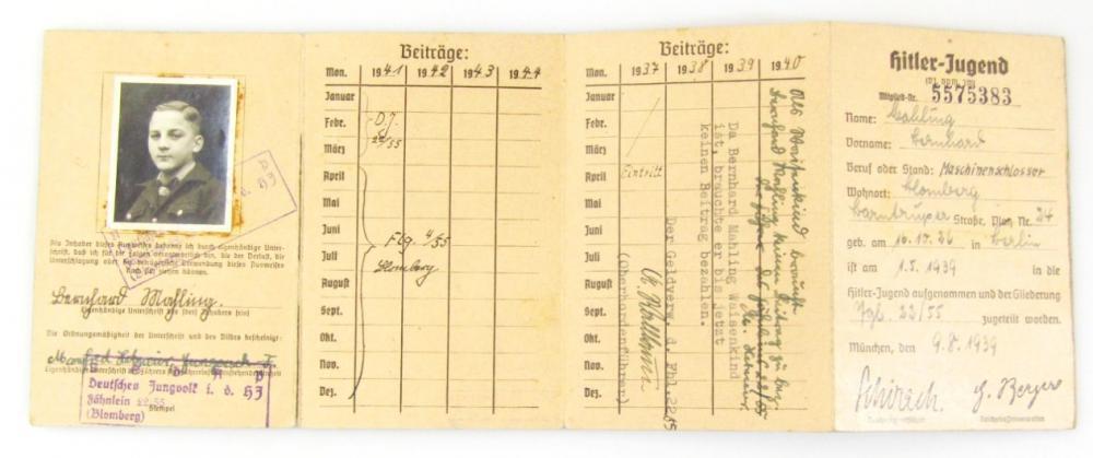 Third Reich Hitler Jugend Ausweis cards