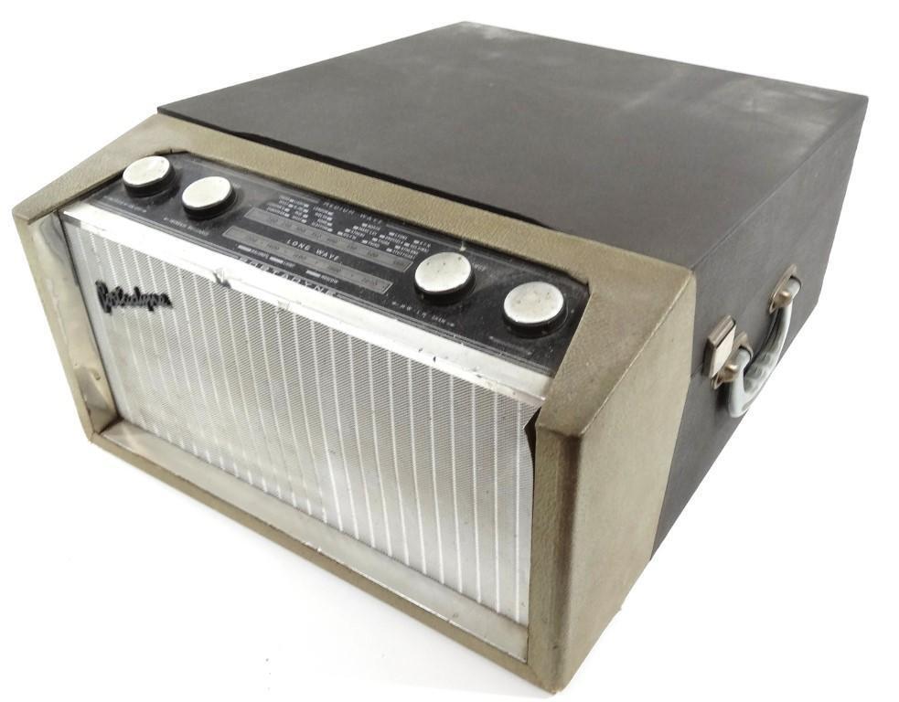 A Portadyne bi-colour record player and radio