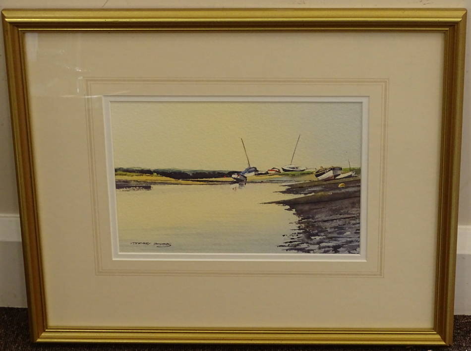 Godfrey Sayers. Coastal scene with sailing boats, watercolour, signed ...