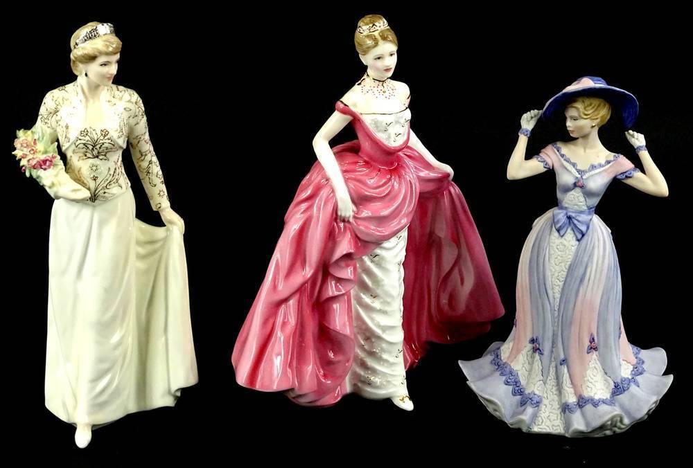 Three Coalport porcelain figurines, Diana the Jewel in the Crown ...