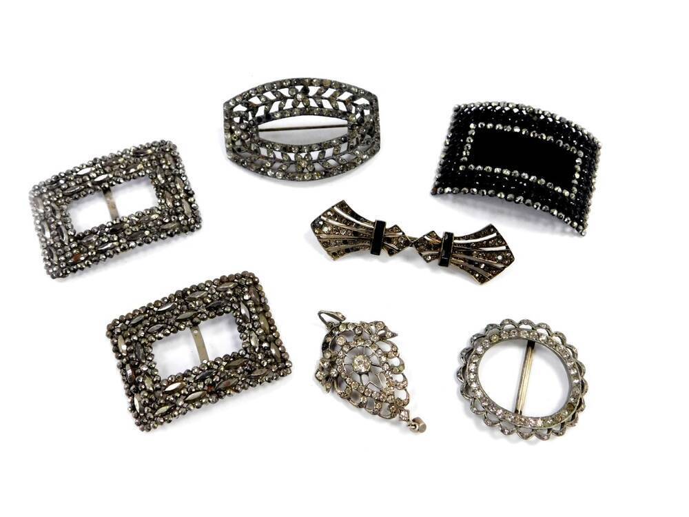 A pair of Georgian cut steel shoe buckles, further paste set and steel ...