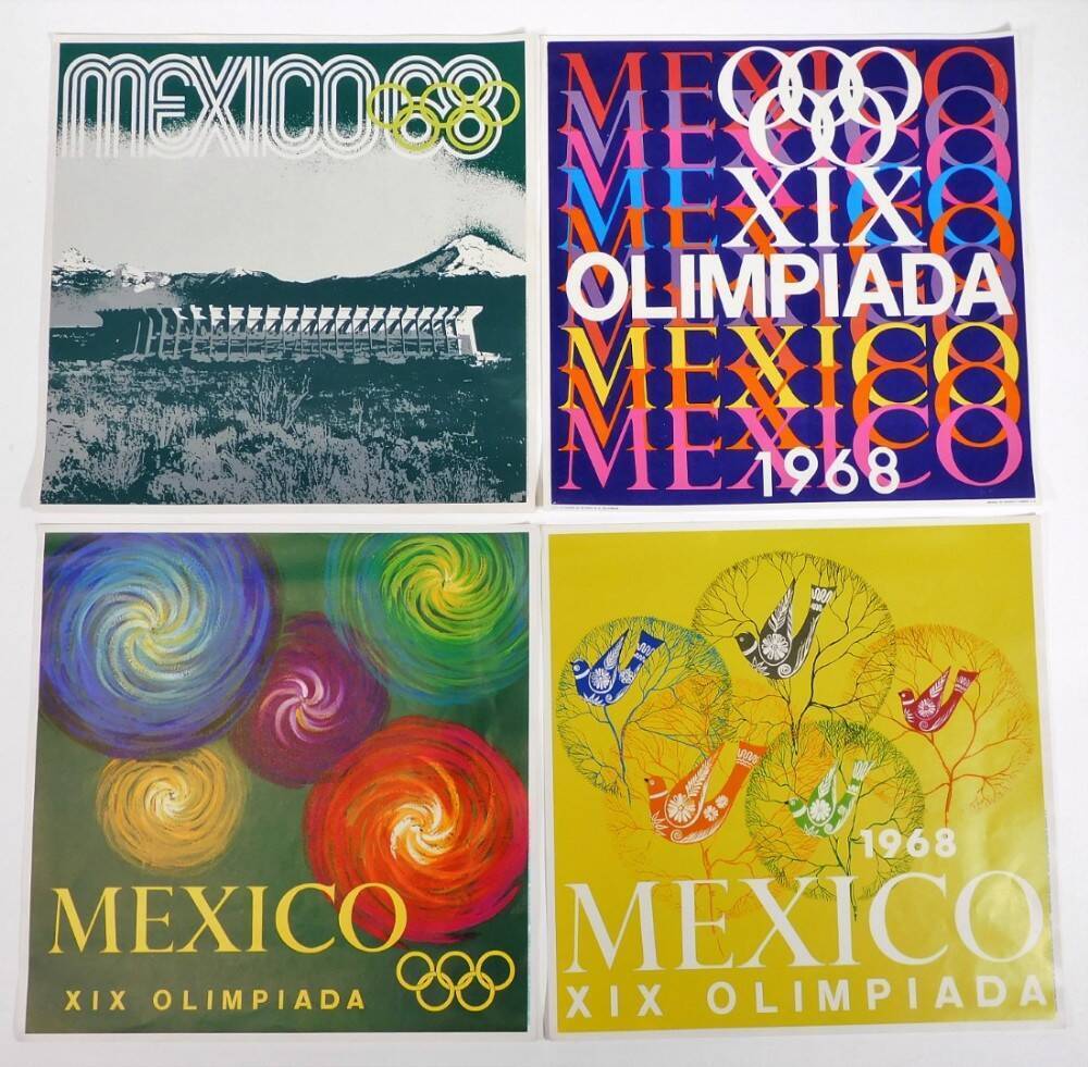 A Mexico Olympic 1968 poster set, XIX Olympiade 5, with booklet ...