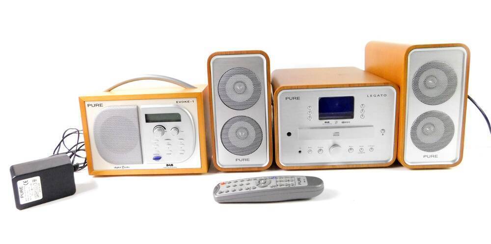 A Pure Evoke -1 Digital Radio, Pure Legato CD player, and a pair of ...
