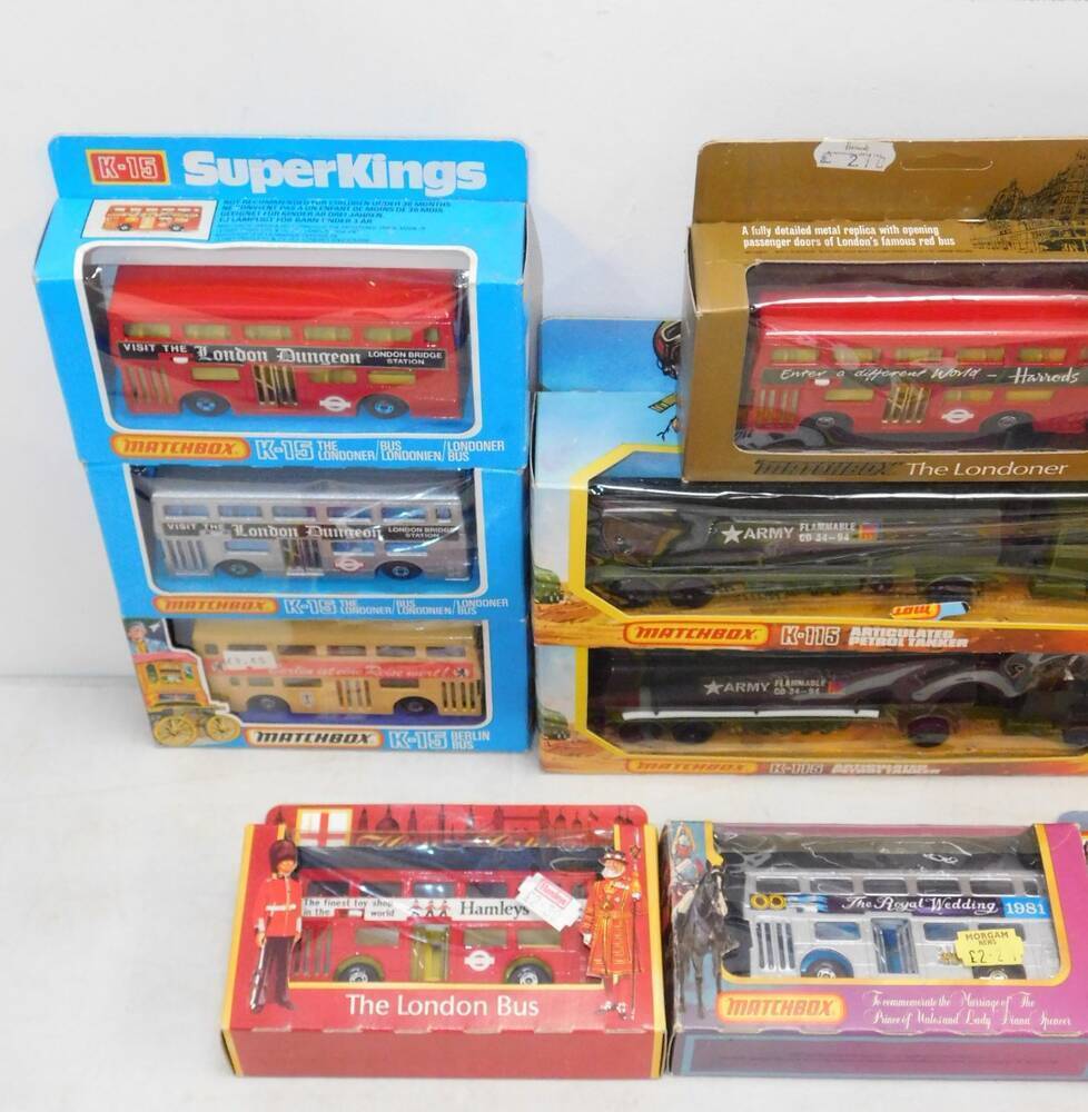 Matchbox Superkings die cast double decker buses, a Scammell heavy ...