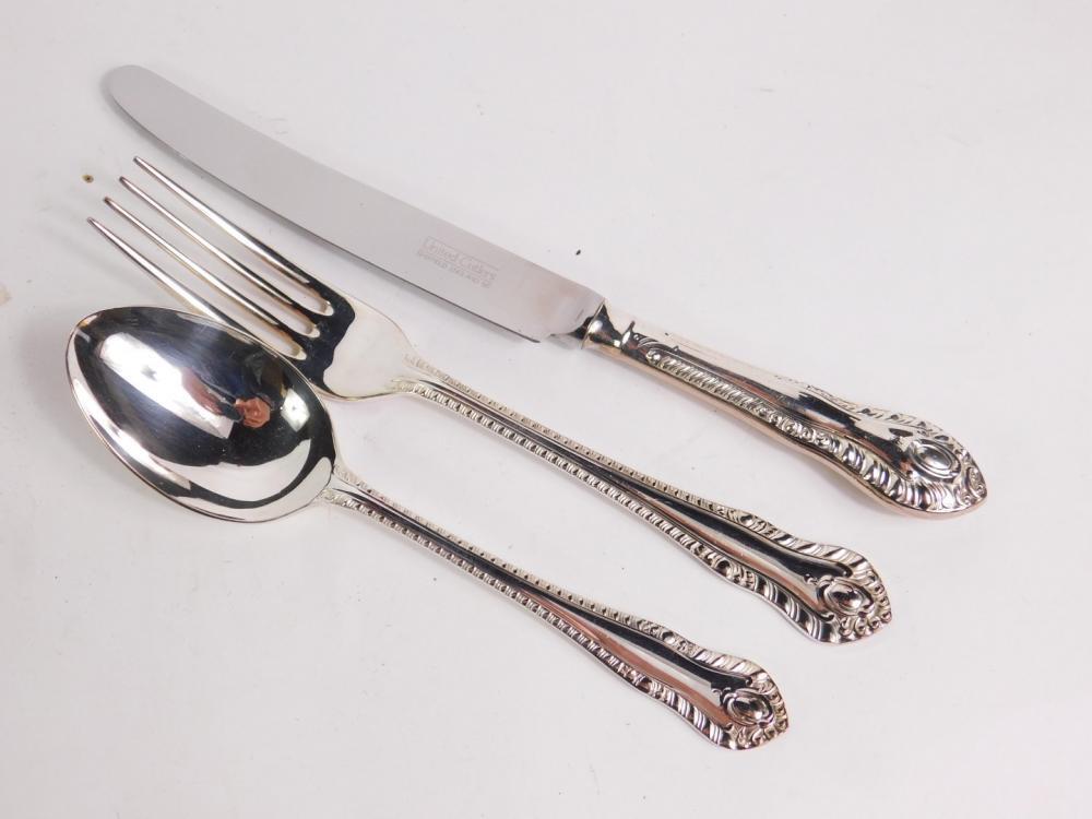 A United Cutlers silver plated fancy pattern part canteen of cutlery