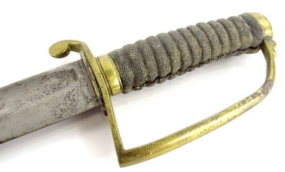 An 1850 pattern police officer's cutlass, with a curved blade, leather ...