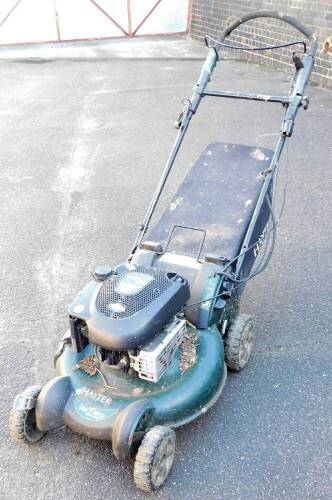 A Hayter R53S petrol lawn mower, by Briggs and Stratton.