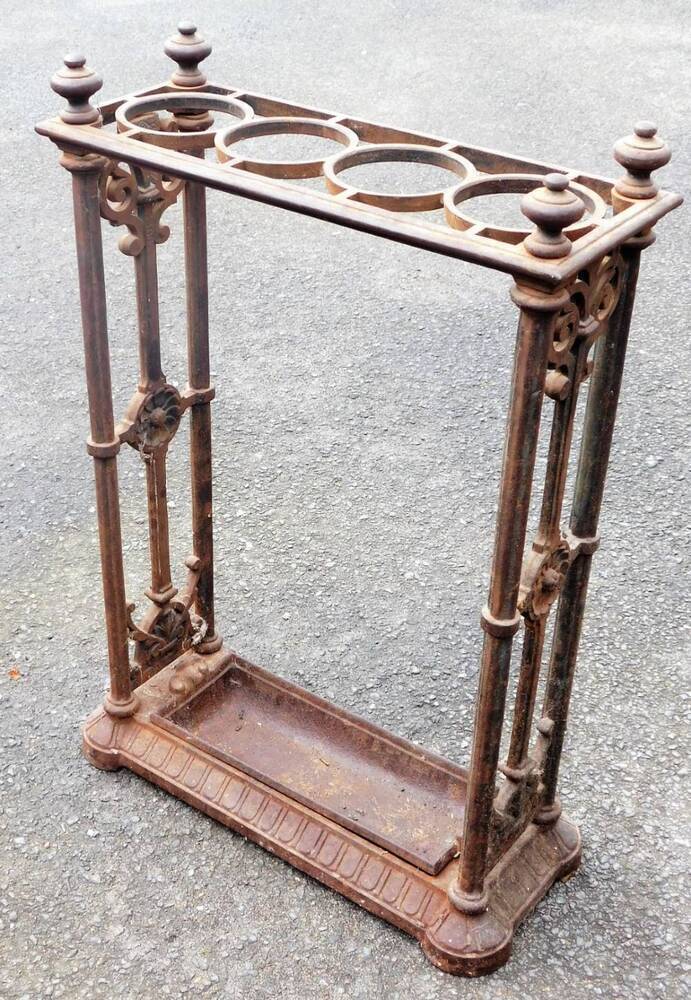 A 19thC cast iron stick stand, in the manner of Coalbrookdale, of ...