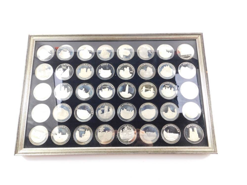 A Birmingham Mint Ancient Counties of England silver medal collection ...