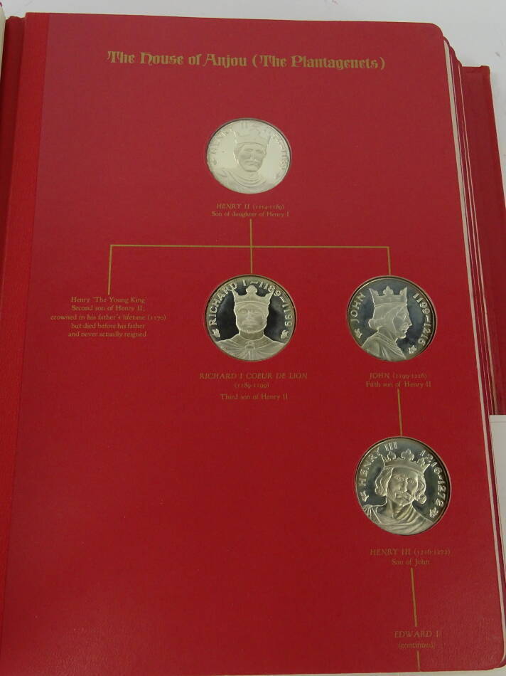 A first edition Kings & Queens of England sterling silver proof album ...