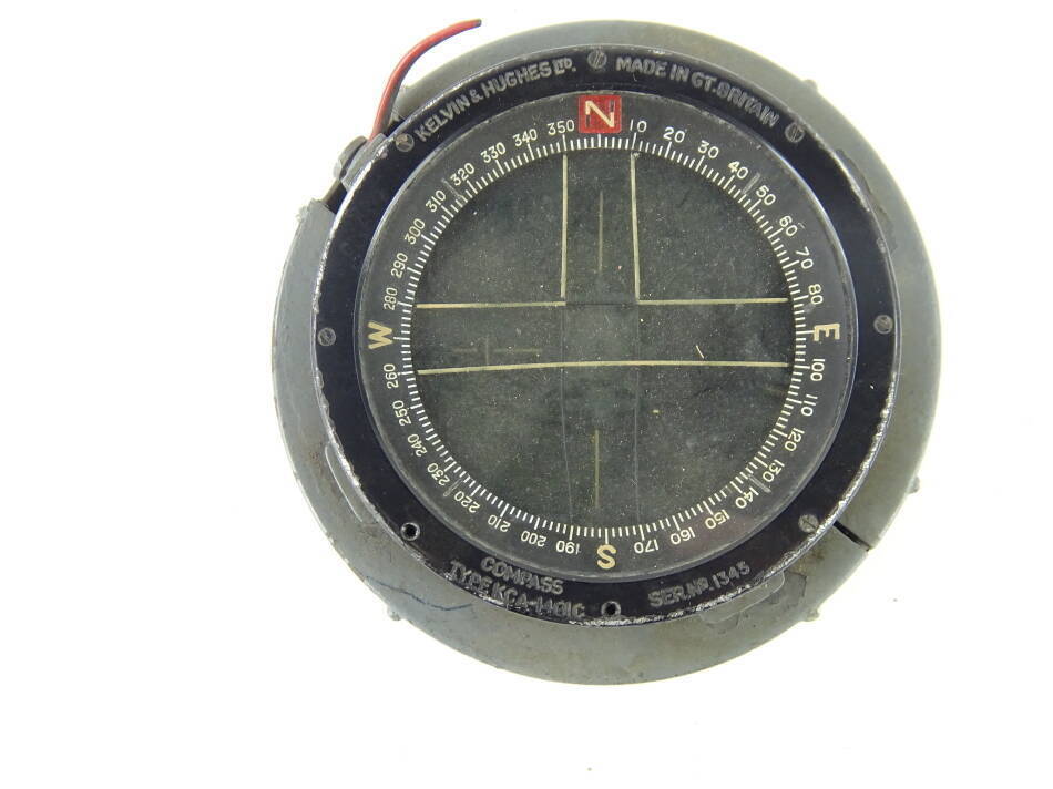 A vintage Kelvin and Hughes Great Britain P11 compass, fitted to ...