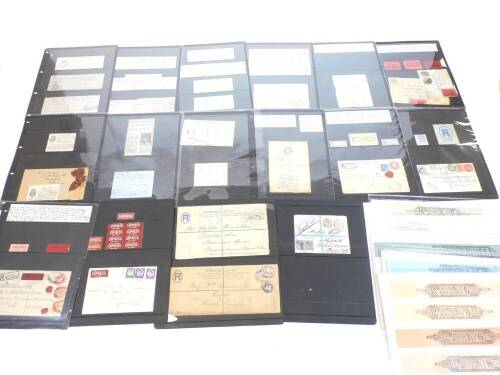 Various registered post certificates, to include many various stamped ...
