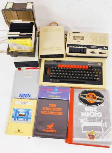 A vintage BBC Acorn computer with accessories, etc., to include a data ...