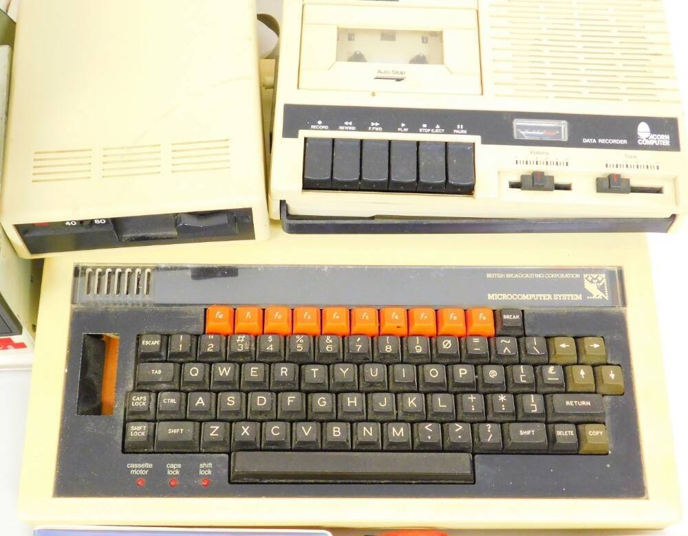 A vintage BBC Acorn computer with accessories, etc., to include a data ...