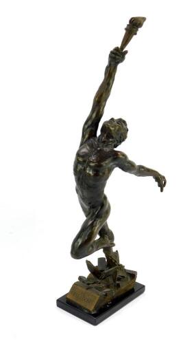 A bronze plaster figure modelled as Spirit of Freedom, with a posed ...