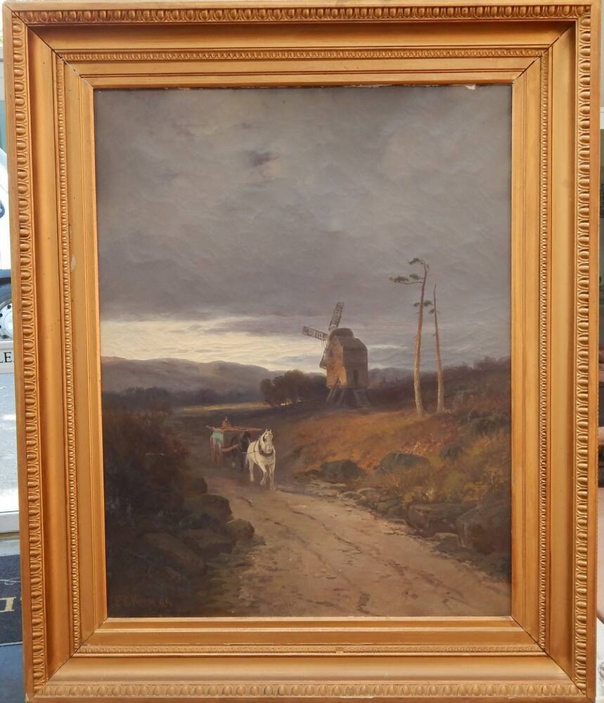 Ezra Elmer Keene (British, 1880-1920). Country landscape with windmill ...