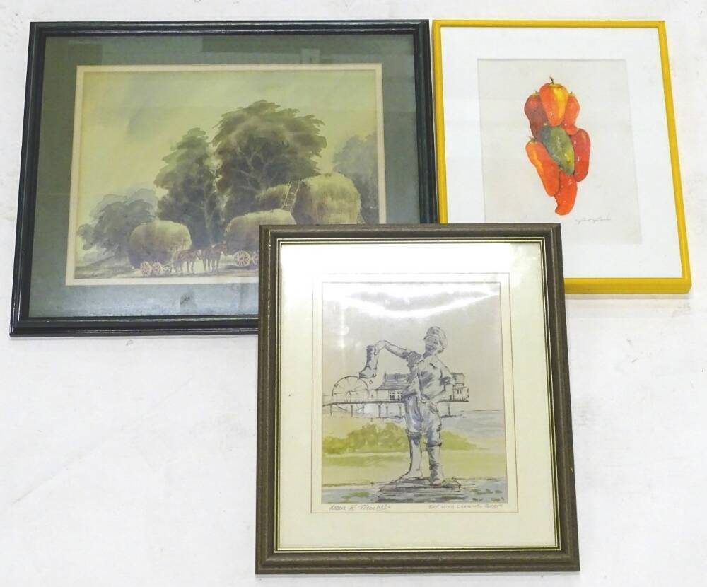 Lesley R Treacher. Boy with leaking boot, artist signed print, 25cm x ...