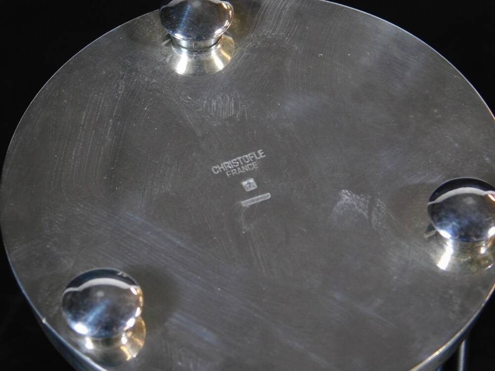 A Christofle French silver plated egg timer, with three sections ...