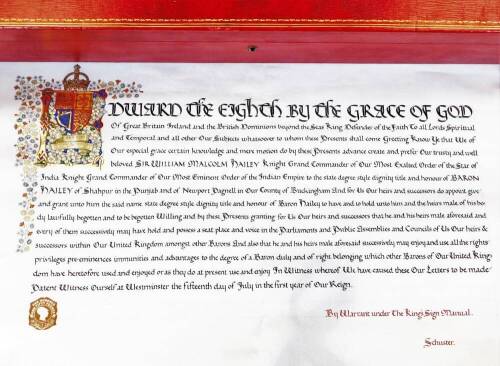 India interest. The House of Lords Warrant and Crest for Lord Hailey ...