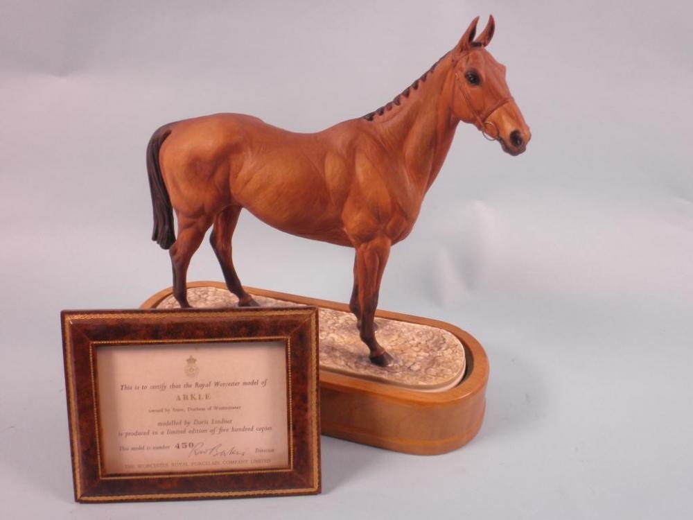 A Royal Worcester limited edition porcelain figure of Arkle by Doris ...